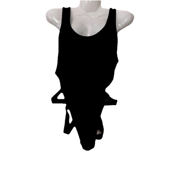 Aeropostale | Tops | Bozzolo Black Bodysuit With Elastic Straps Snap ...
